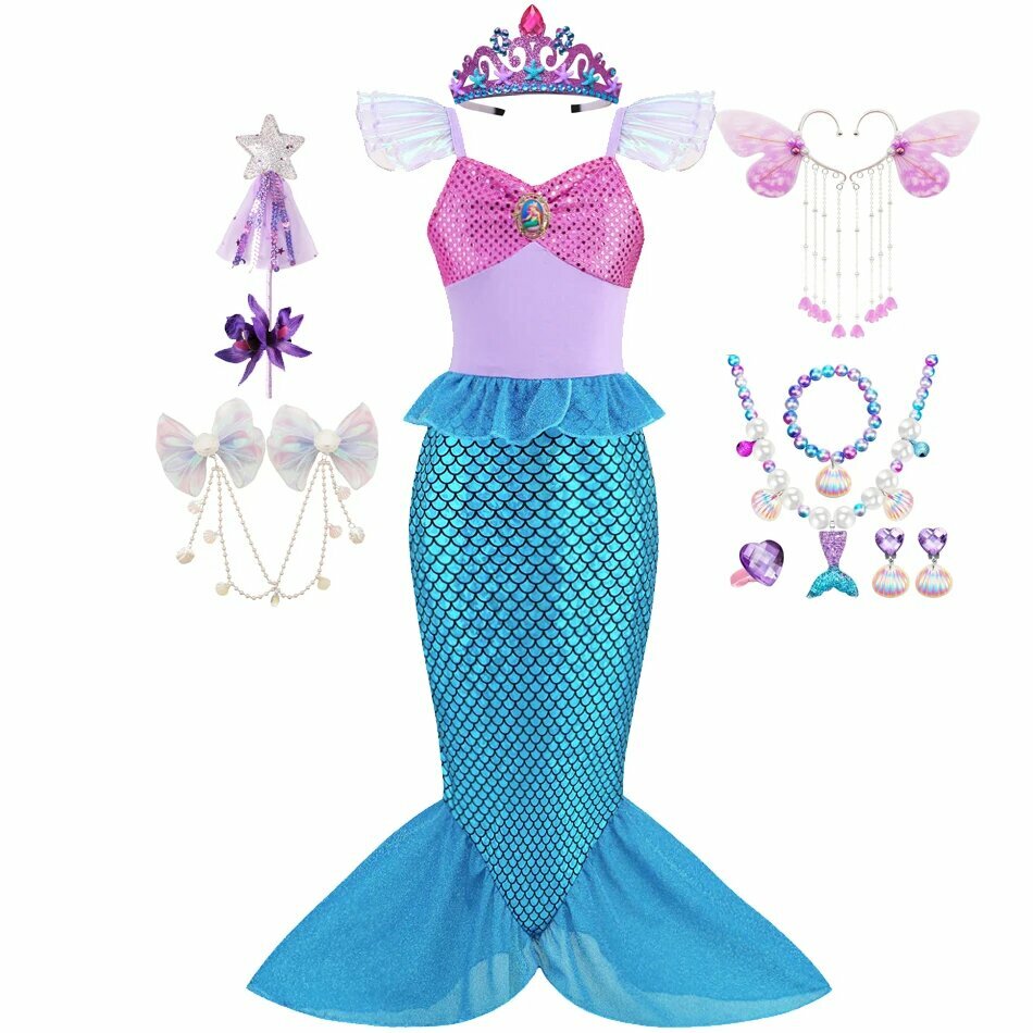 Детский костюм русалки Ариэль PAMABIBI 100cm, Mermaid Dress E