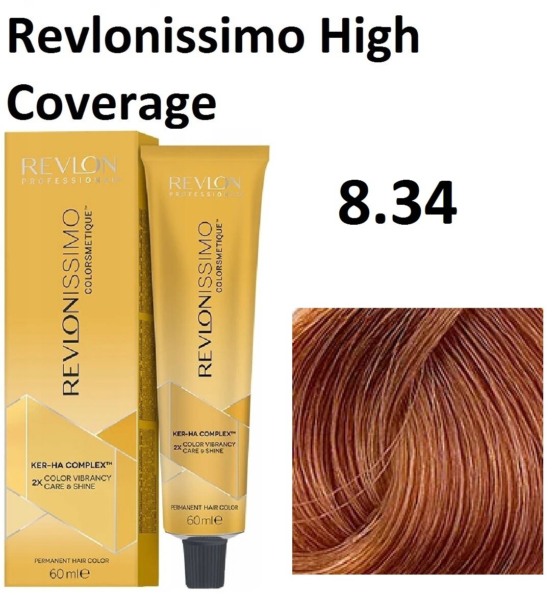Revlon 8.34 Coloring Hair Revlonissimo Краска для седых волос светлый блондин золотисто-медный 60мл.
