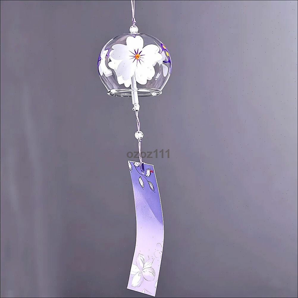 Ветряные колокольчики в японском стиле Бело-фиолетовые цветы