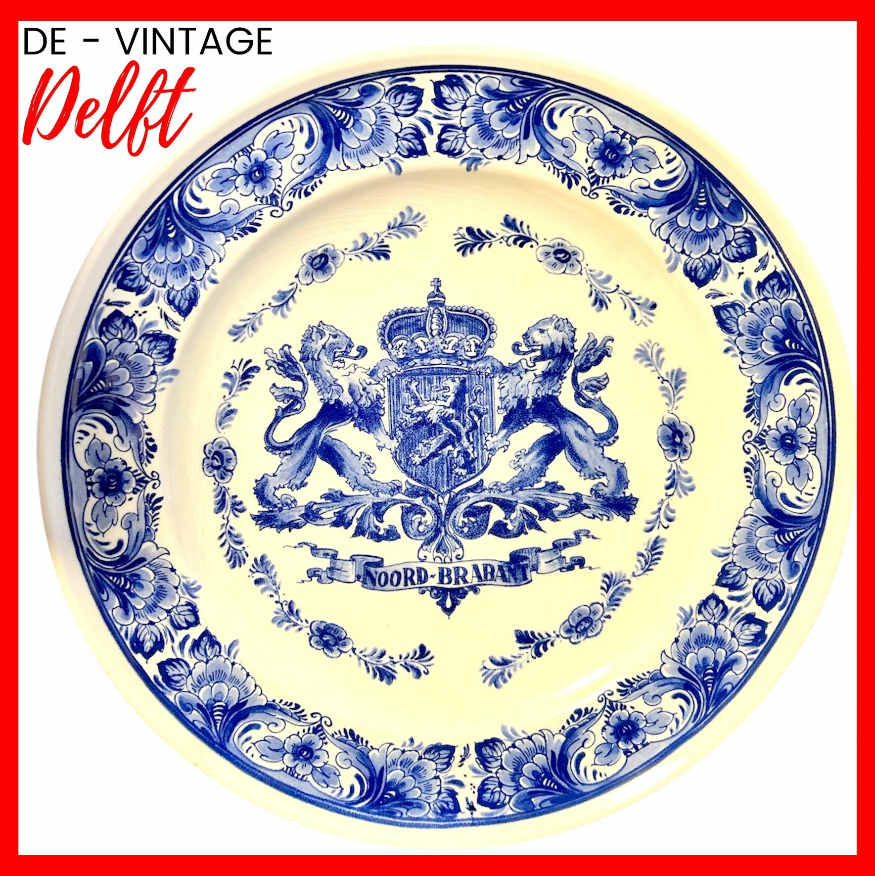 Декоративная тарелка Герб Регина, Delft, кракелюр, винтаж. Голландия