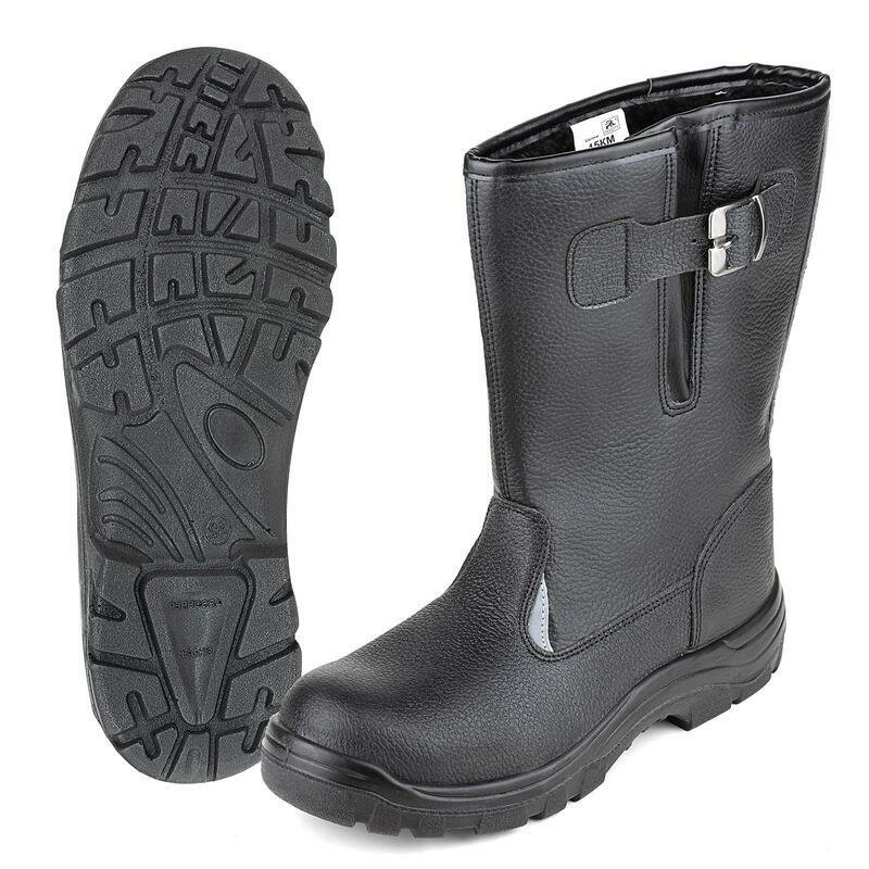 Сапоги рабочие утепленные модель 15-КМ из кожи с металлическим подноском черные размер 46