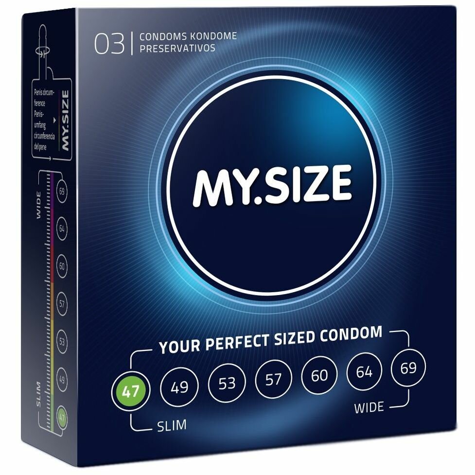 Презервативы "My.Size", 47 размер, силиконовая смазка, 3 штуки