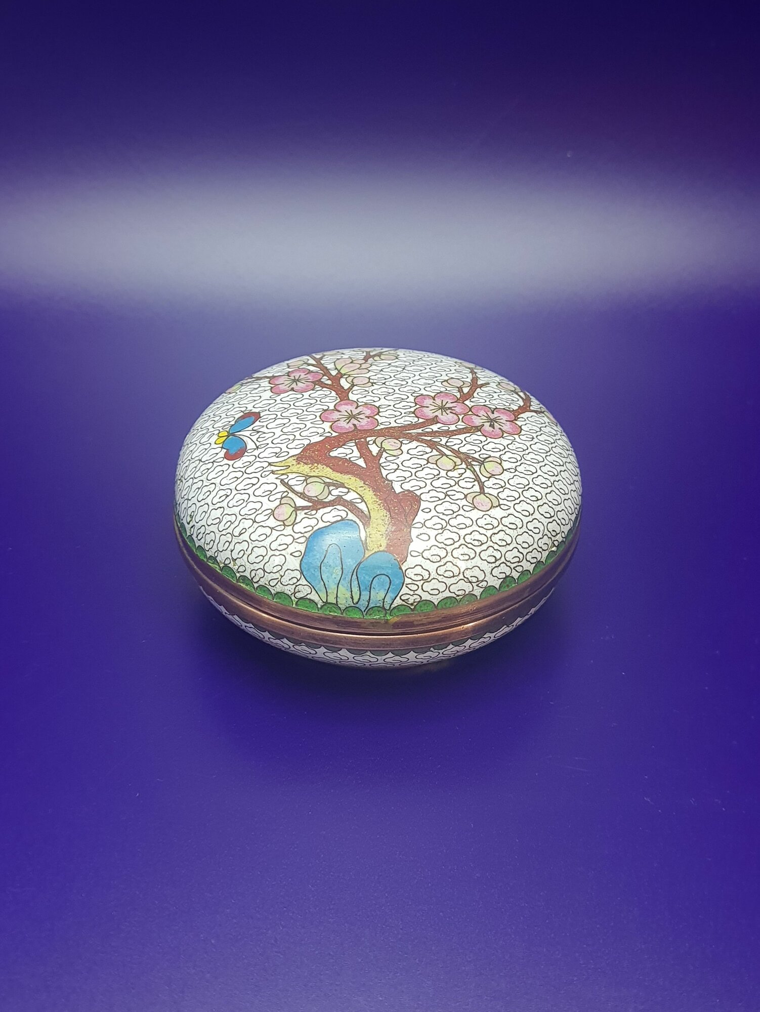 Винтажная шкатулка клуазоне, эмаль, 9,5 см, Китай 50-60е годы