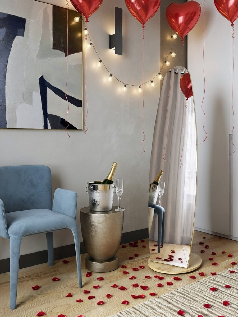 Зеркало напольное в полный рост Акрона "Стелла-1", овальное, цвет дуб крафт золотой, 157 см x 40 см, ЛДСП.