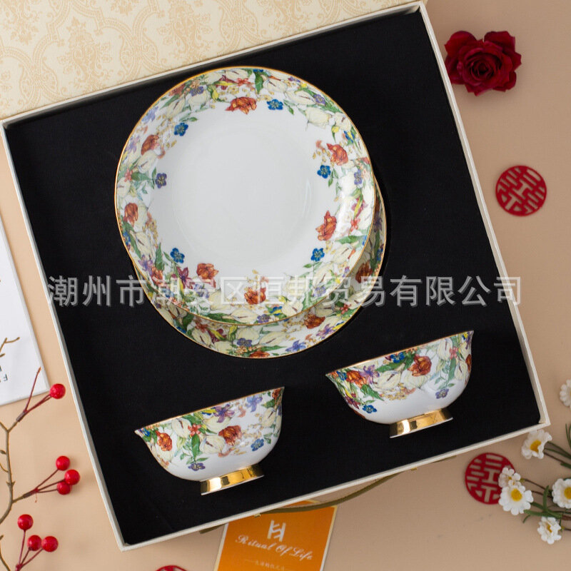 Набор кофейных чашек и блюдец из костяного фарфора, подарочная коробка для чаепития в сине-белых тонах, подарок на новоселье, свадебный подарок, чайный набор с чашками и блюдцами.