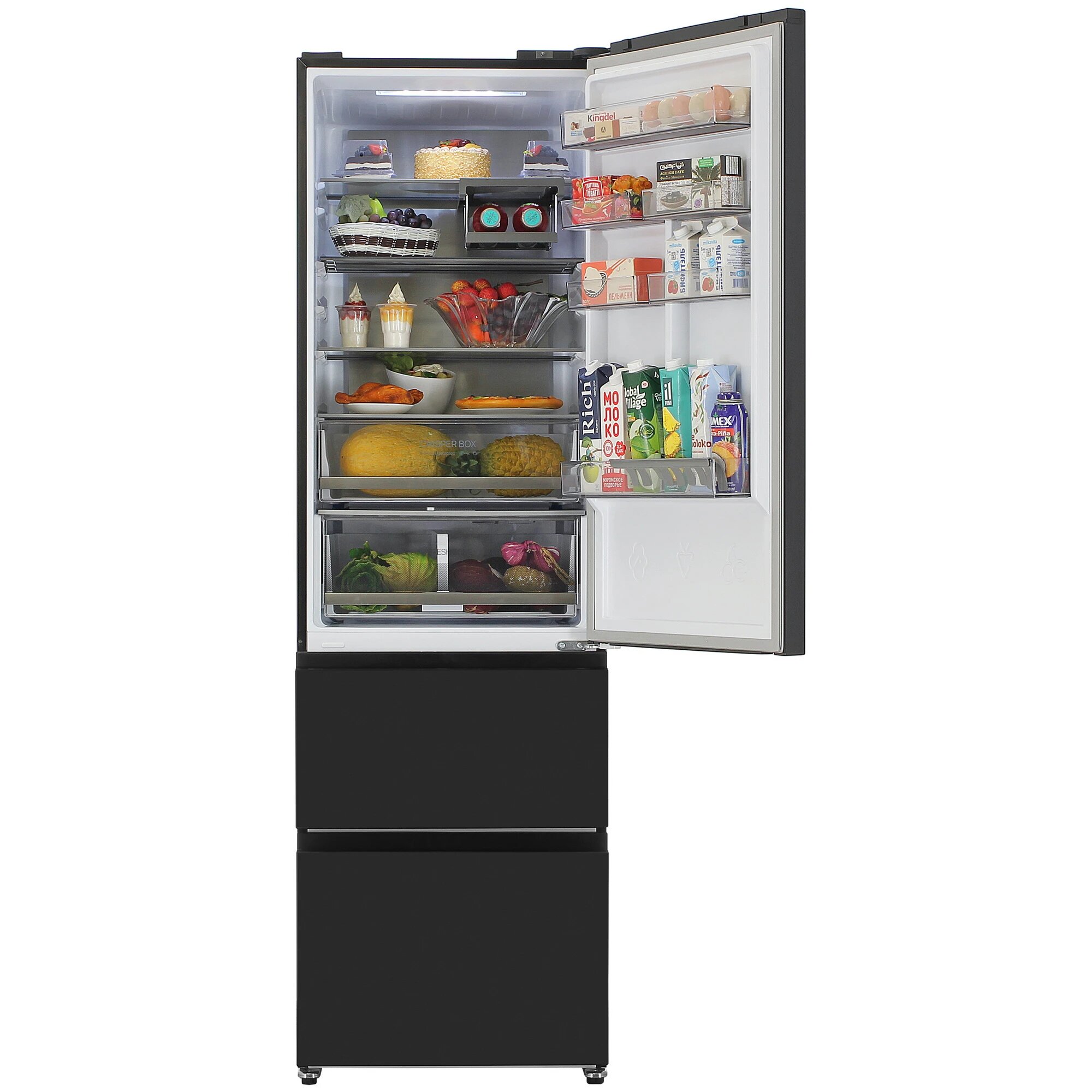 Холодильник Eigen Stark R01C, инверторный, No Frost, 3 камеры, черный