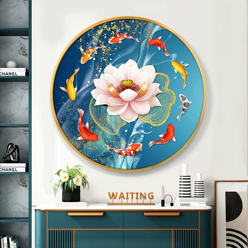 Новая картина с лотосом и девятью рыбками, вышивка крестиком, 2022, новая линия, вышивка для гостиной, элитный
