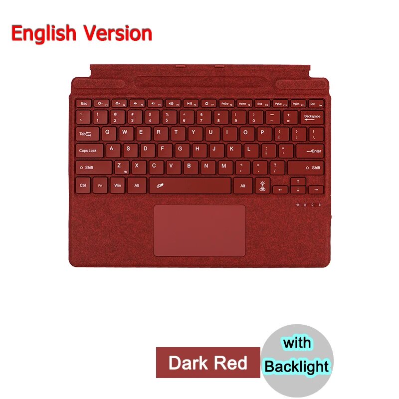 Bluetooth-клавиатура для Microsoft Surface Pro 11 2024 10 9 8 X For Surface Pro 8, DarkRed n Backlit