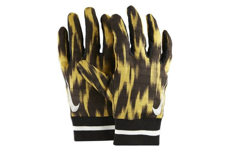 Перчатки мужские Nike спортивные, полиэстер, жёлто-черно-белые, L EU