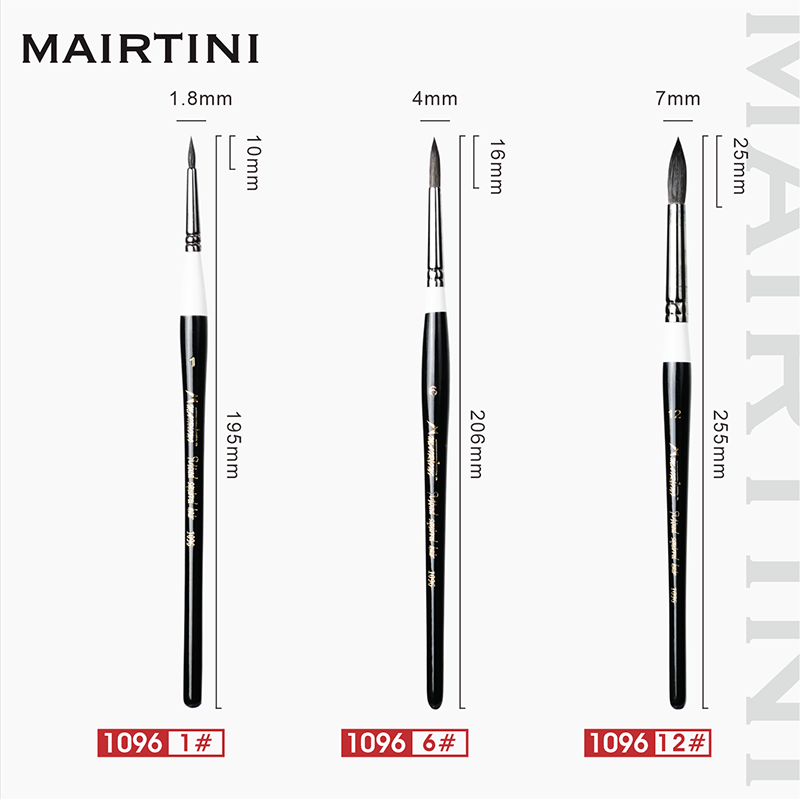 MAIRTINI Black Swan Watercolor Brush Squirrel Hair Brush Outlining Paint Oil Painting Brush Art Special 3-Piece Set 1 6 12 MTX-0014