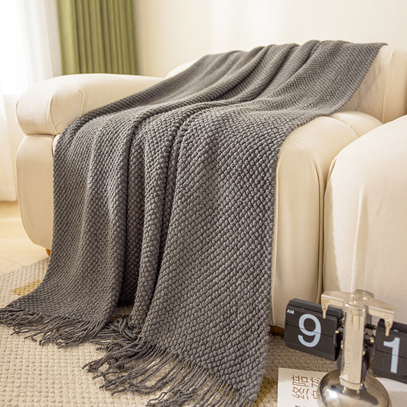 Горячая распродажа Винтажный вязаный плед в скандинавском стиле, декоративный плед для изножья кровати в гостевом доме, легкий роскошный плед для сна, шаль, покрывало, плед для дивана.