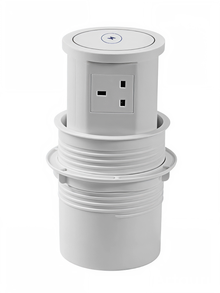 Выдвижная розетка в столешницу с беспроводной зарядкой 15Вт и USB, ChargePull CP1 White, встраиваемая, 220–250 В, 16 А