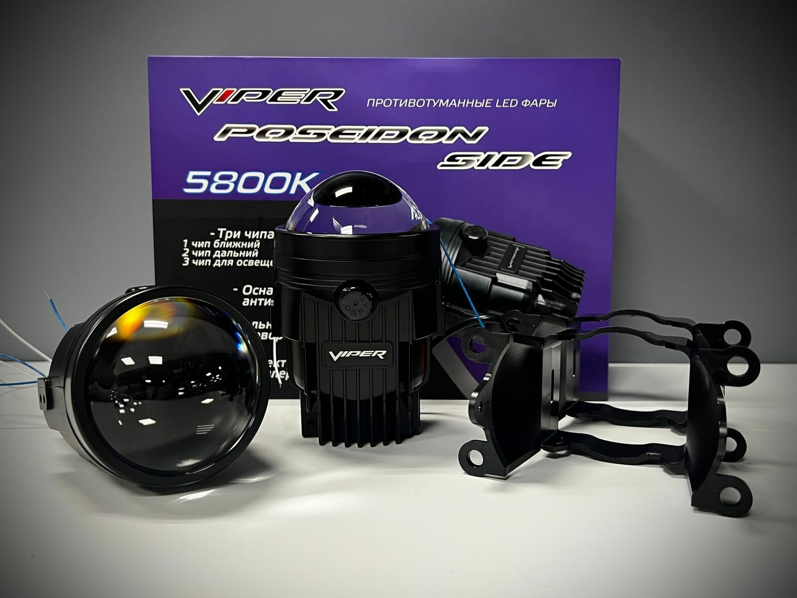 Лед линзы ПТФ противотуманки с подсветкой поворота для Lexus GS 450h 4 2011 2015 (2) - Viper Poseidon Side - Ближний / Дальний