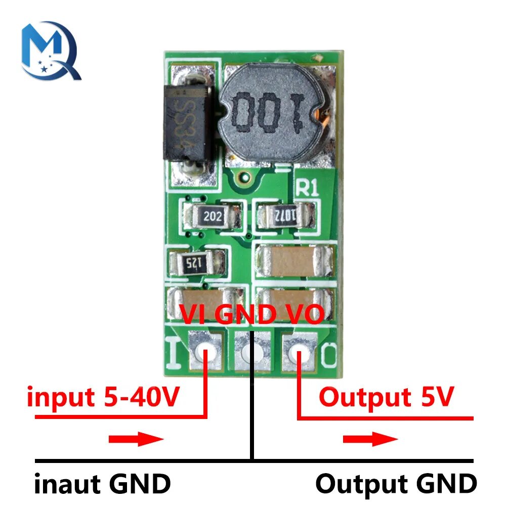 Понижающий преобразователь 5-40В в 5V 1A