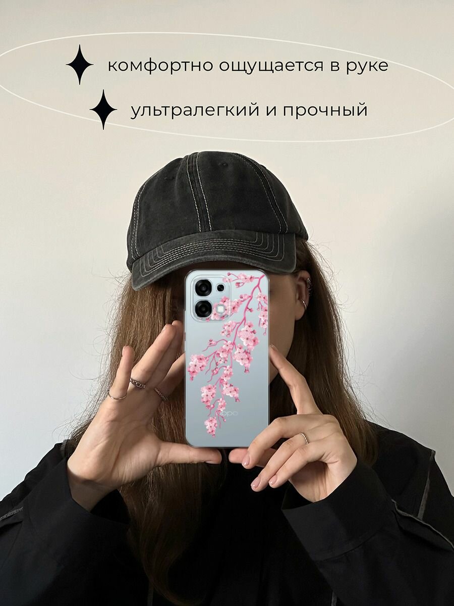 Силиконовый чехол на Oppo A6 Pro / Оппо A6 Про с принтом Ветка сакуры 2 — фото 1