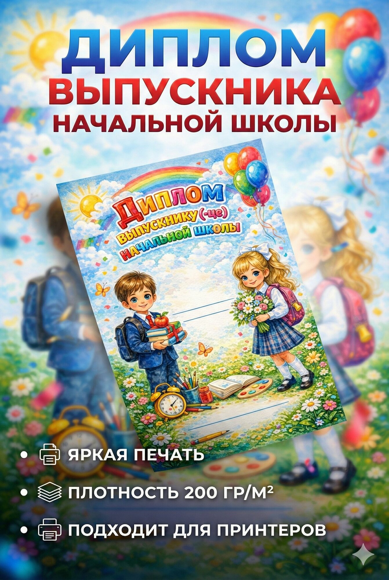 Диплом об окончании начальной школы 10 шт А4