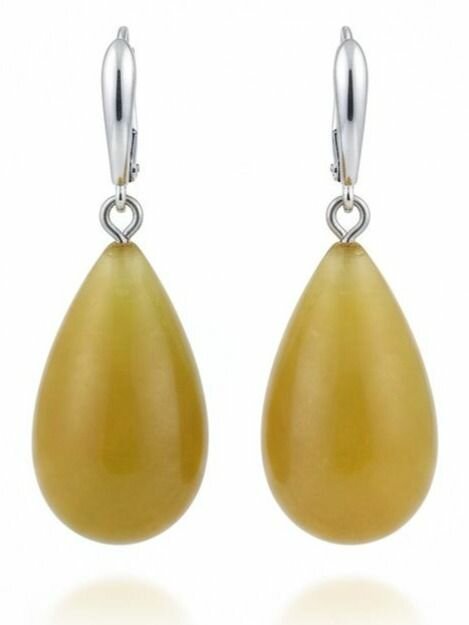 Серьги с подвесками, янтарь прессованный