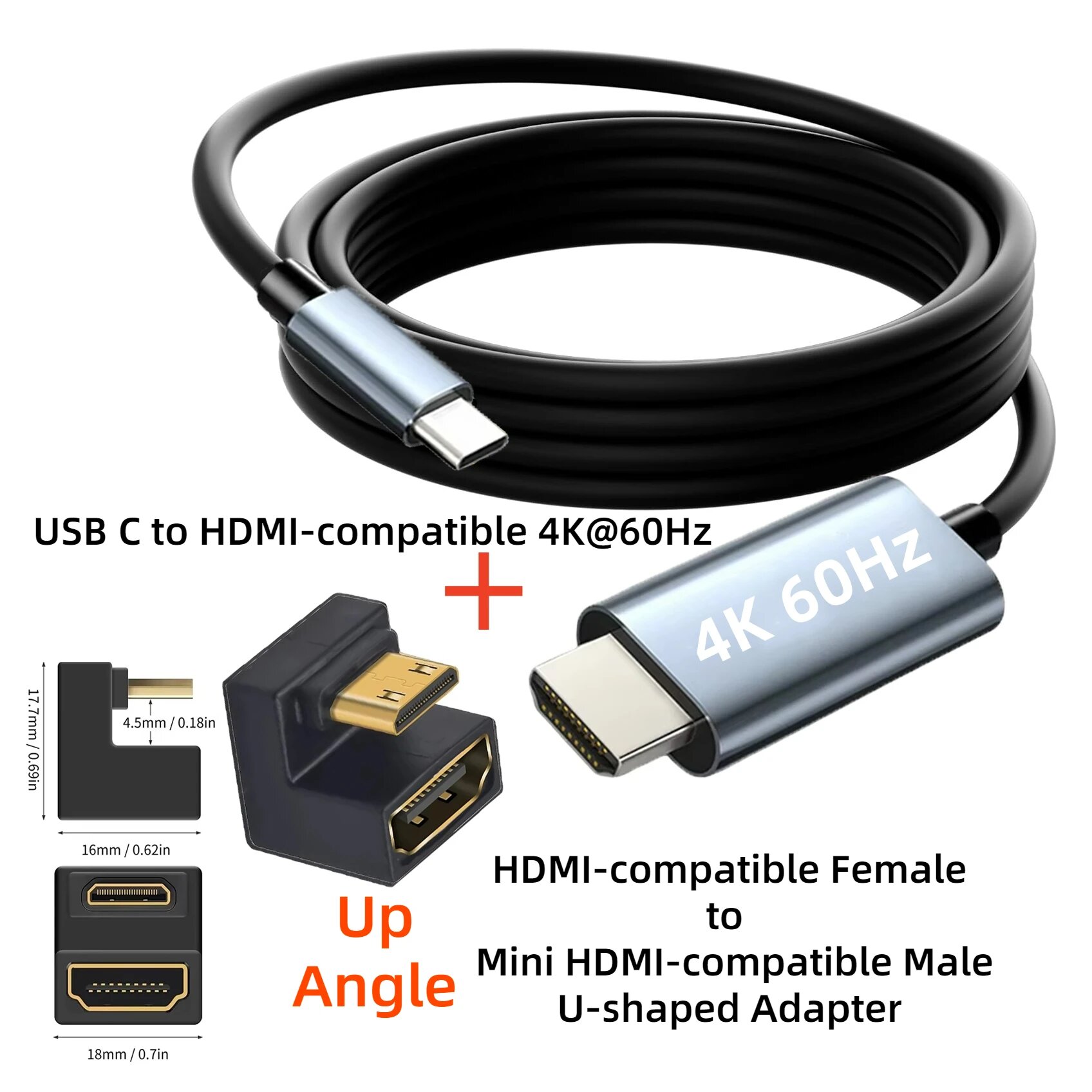 Кабель USB C - Mini HDMI 4K 60Гц, Style C