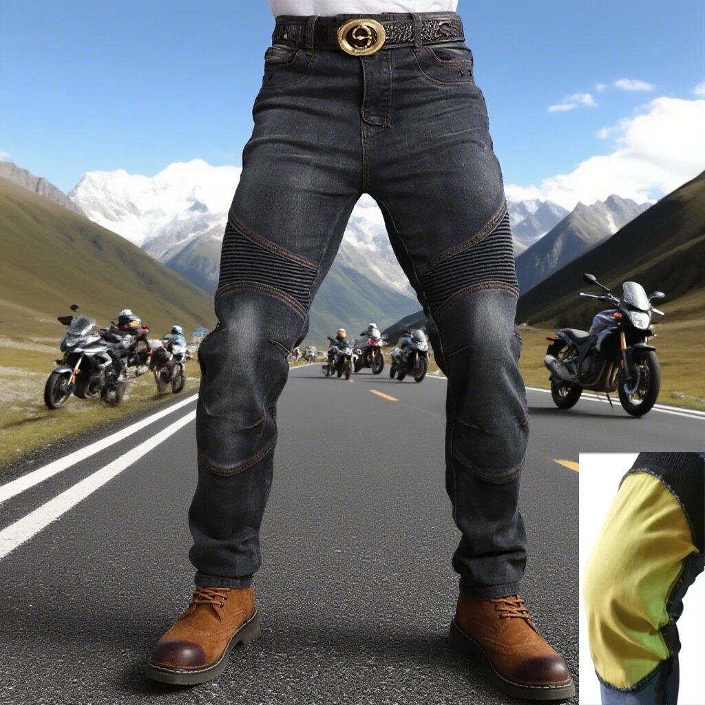 Мужские Мотоджинсы Из Кевлара И Арамида, Огнестойкие, С Защитой Коленей, Для L, 03 black O