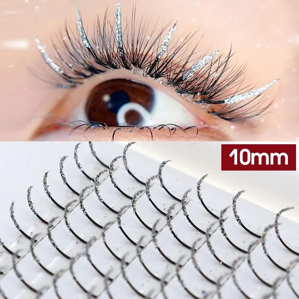 Серебряные блестящие накладные ресницы 10mm