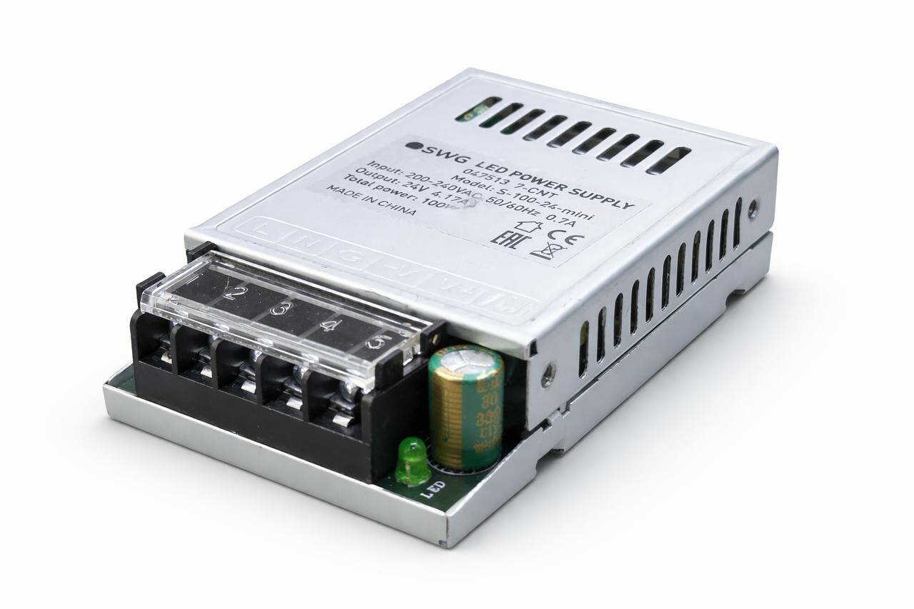 Блок питания для светодиодных лент 24V 100W, S-100-24-mini