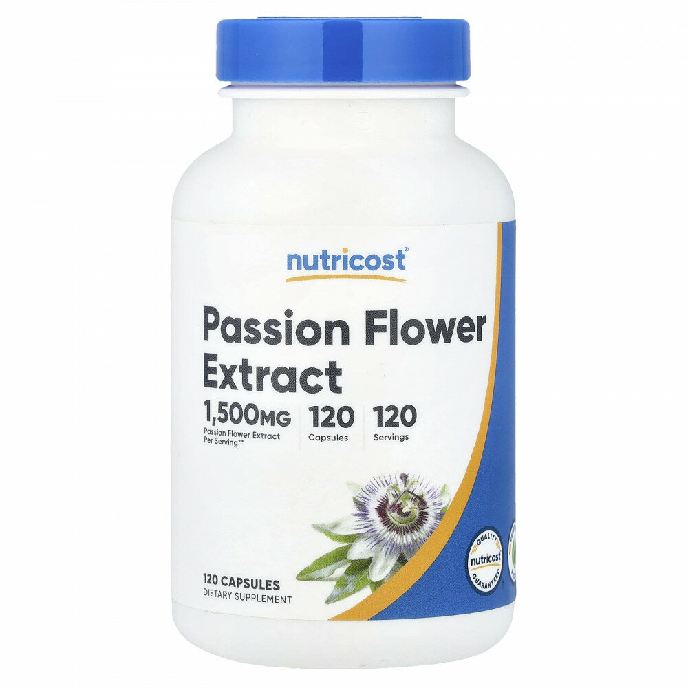 Nutricost, Экстракт пассифлоры, 1500 мг, 120 капсул