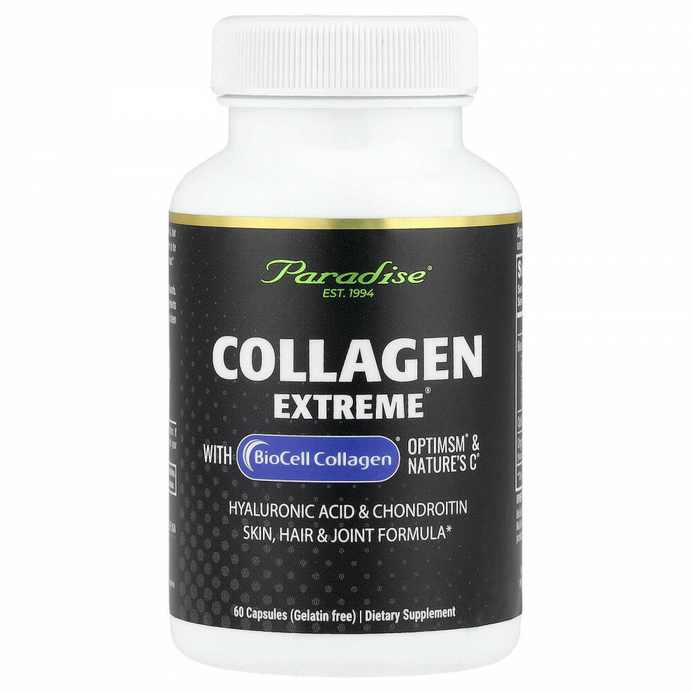 Paradise Herbs, Collagen Extreme® с коллагеном BioCell Collagen®, OptiMSM® и Nature's C®, 60 капсул