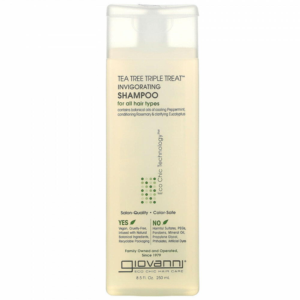 Giovanni, Tea Tree Triple Treat, тонизирующий шампунь, для всех типов волос, 250 мл (8,5 жидк. унции)