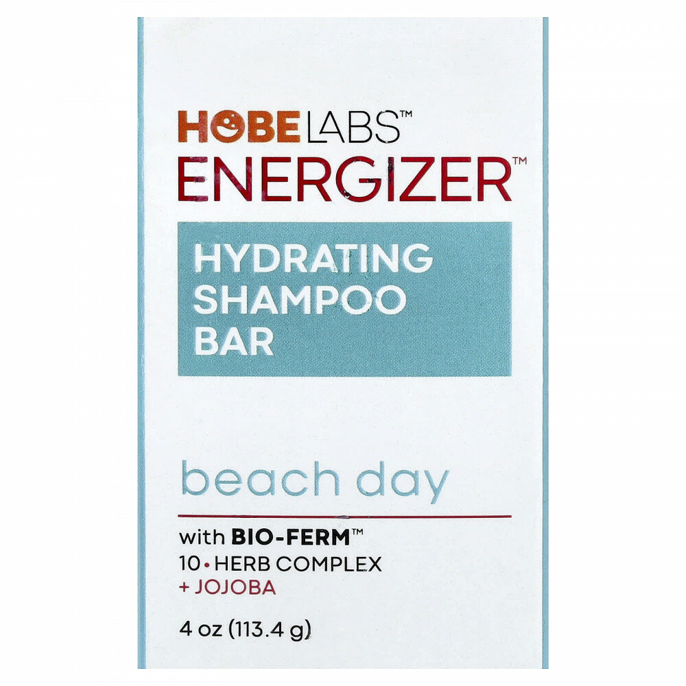 Hobe Labs, Energizer™, увлажняющий твердый шампунь, после использования, «Пляжный день», 113,4 г (4 унции)