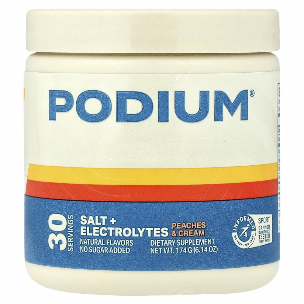 Podium Nutrition, соль и электролиты, персики и сливки, 174 г (6,14 унции)