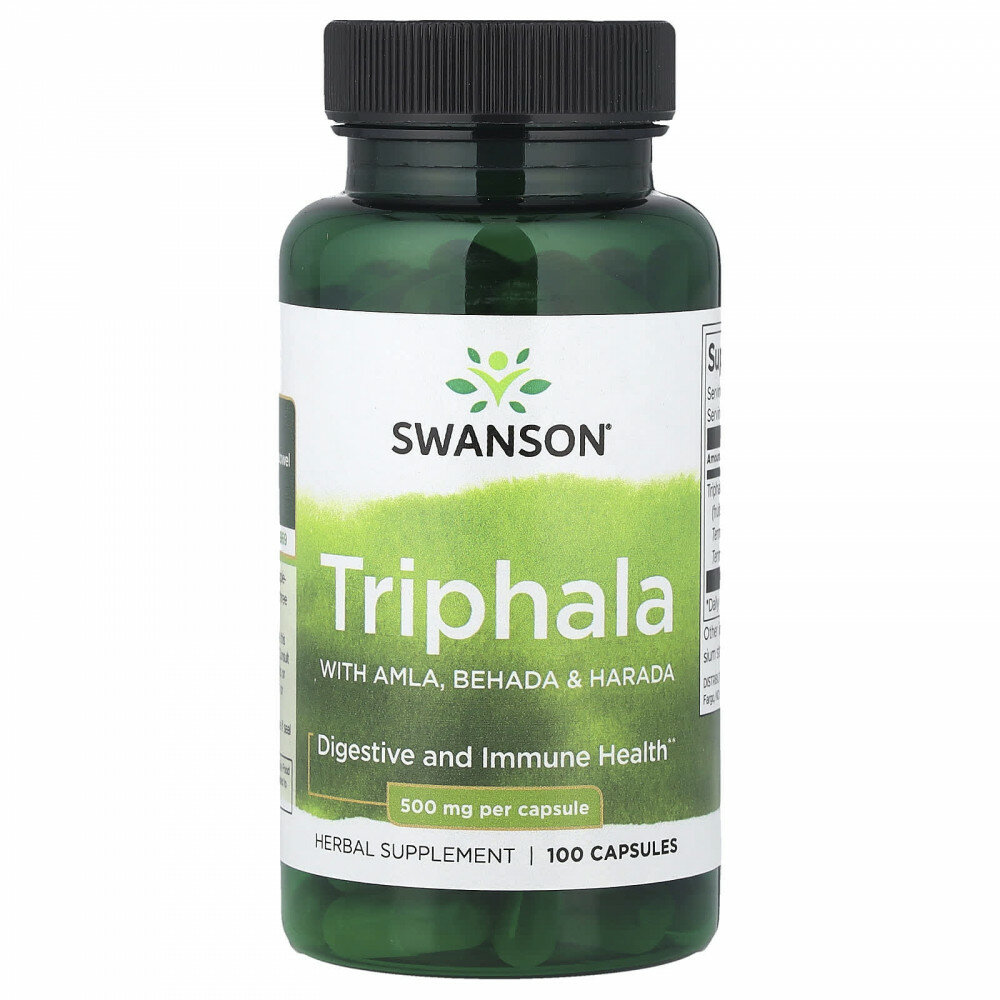 Swanson Vitamins, трифала с амлой, бибхитаки и харитаки, 500 мг, 100 капсул