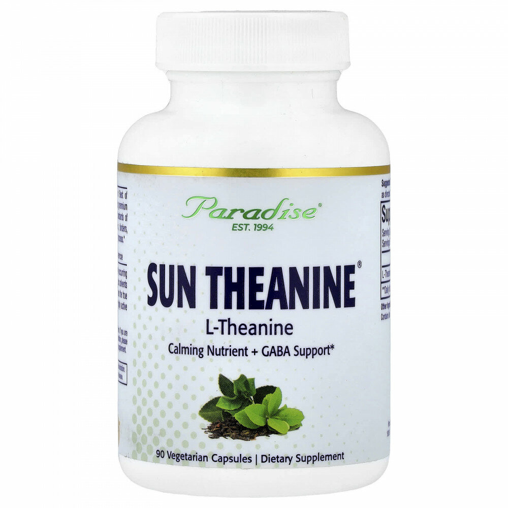 Paradise Herbs, Sun Theanine®, 90 вегетарианских капсул (200 мг в 1 капсуле)