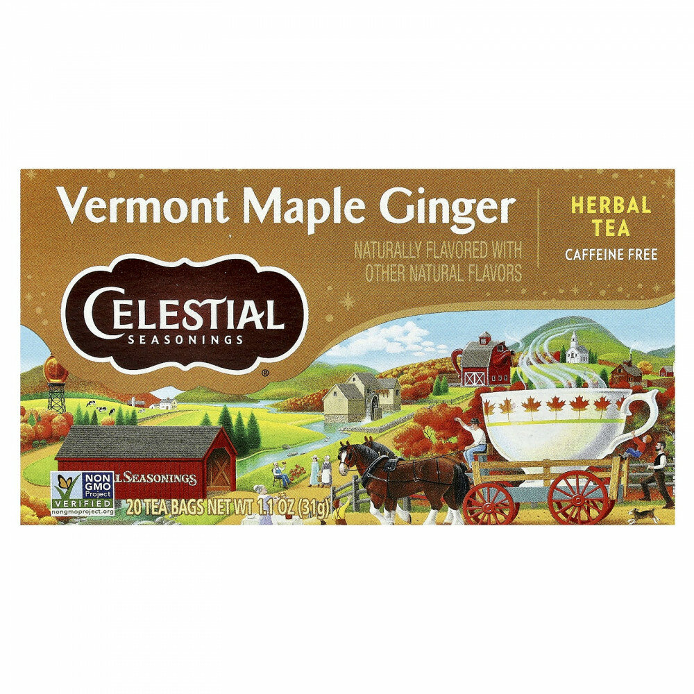 Celestial Seasonings, травяной чай, вермонтский кленовый сироп и имбирь, без кофеина, 20 чайных пакетиков, 31 г (1,1 унции)