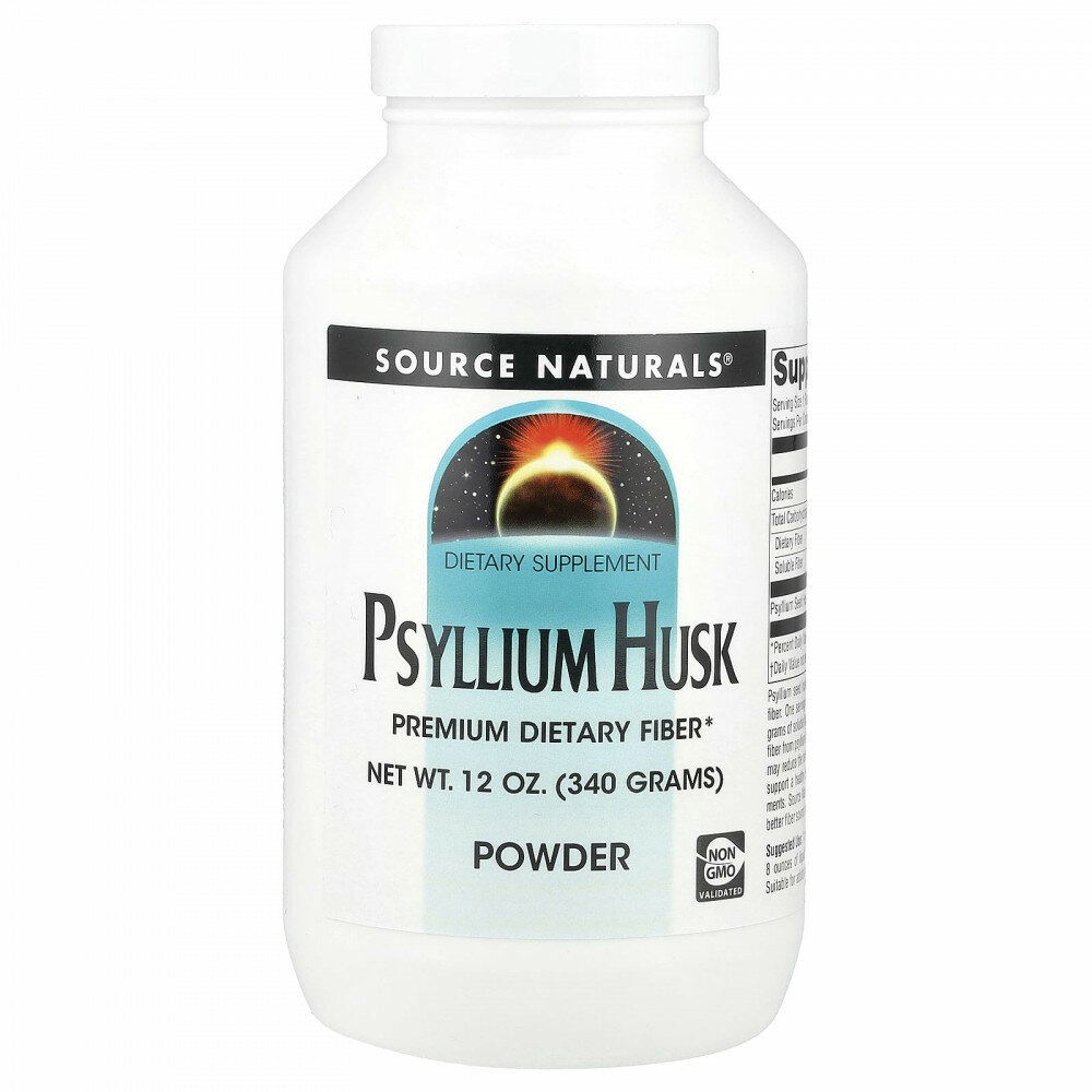 Source Naturals, порошок из шелухи семян подорожника, 340 г (12 унций)