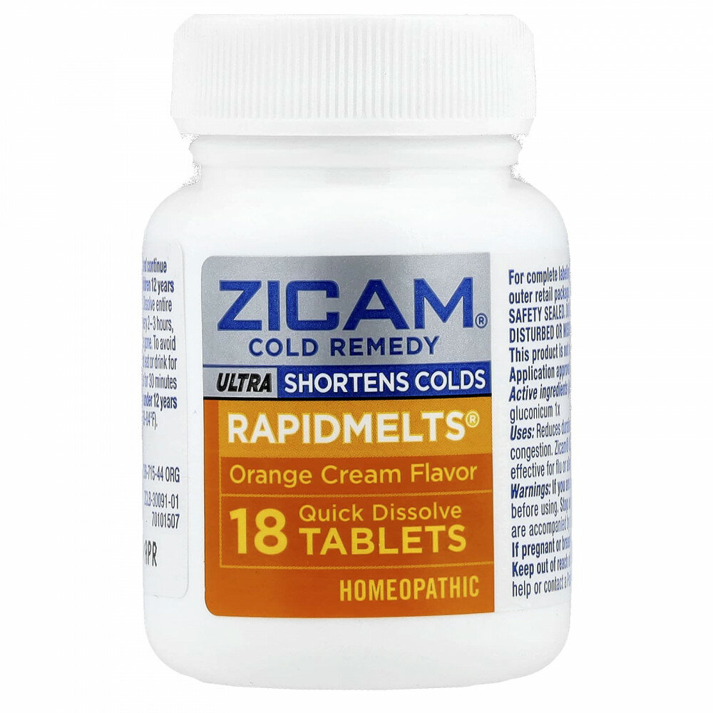 Zicam, Ultra Cold Remedy, RapidMelts®, апельсиновый крем, 18 быстрорастворимых таблеток