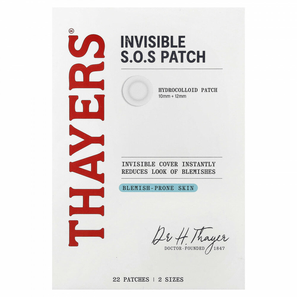 Thayers, Invisium SOS Patch, патчи для кожи, склонной к высыпаниям, 22 шт.