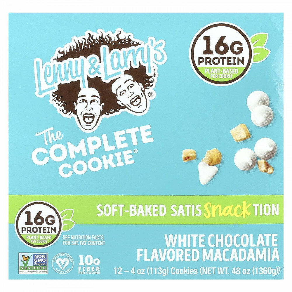 Lenny & Larry's, The Complete Cookie®, белый шоколад и макадамия, 12 видов печенья, 113 г (4 унции)