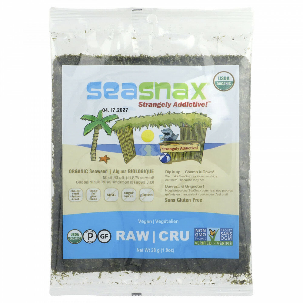 SeaSnax, Органические водоросли, 28 г (1 унция)