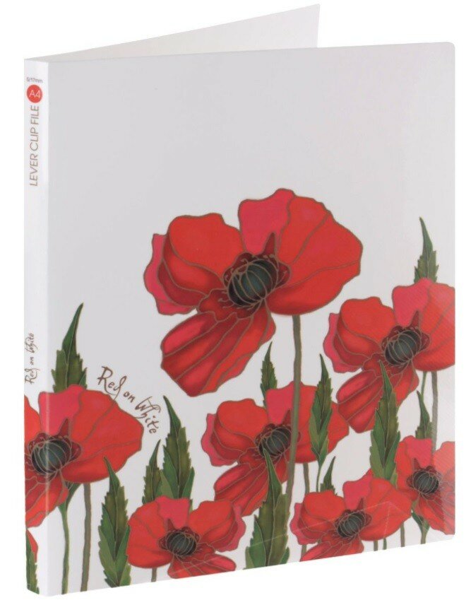 Папка с боковым прижимом Hatber "Red on White" 14мм. (AC4_11104)