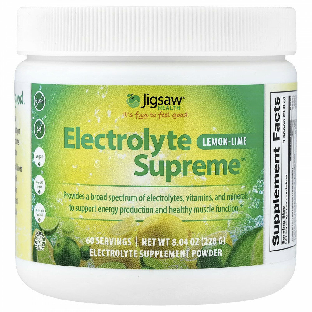 Jigsaw Health, Electrolyte Supreme™, со вкусом лимона и лайма, 228 г (8,04 унции)