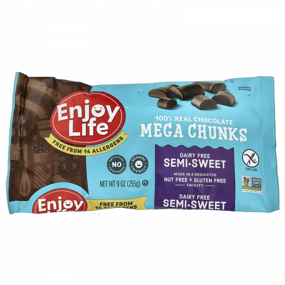 Enjoy Life Foods, 100% натуральные шоколадные крошки, полусладкие, 255 г (9 унций)