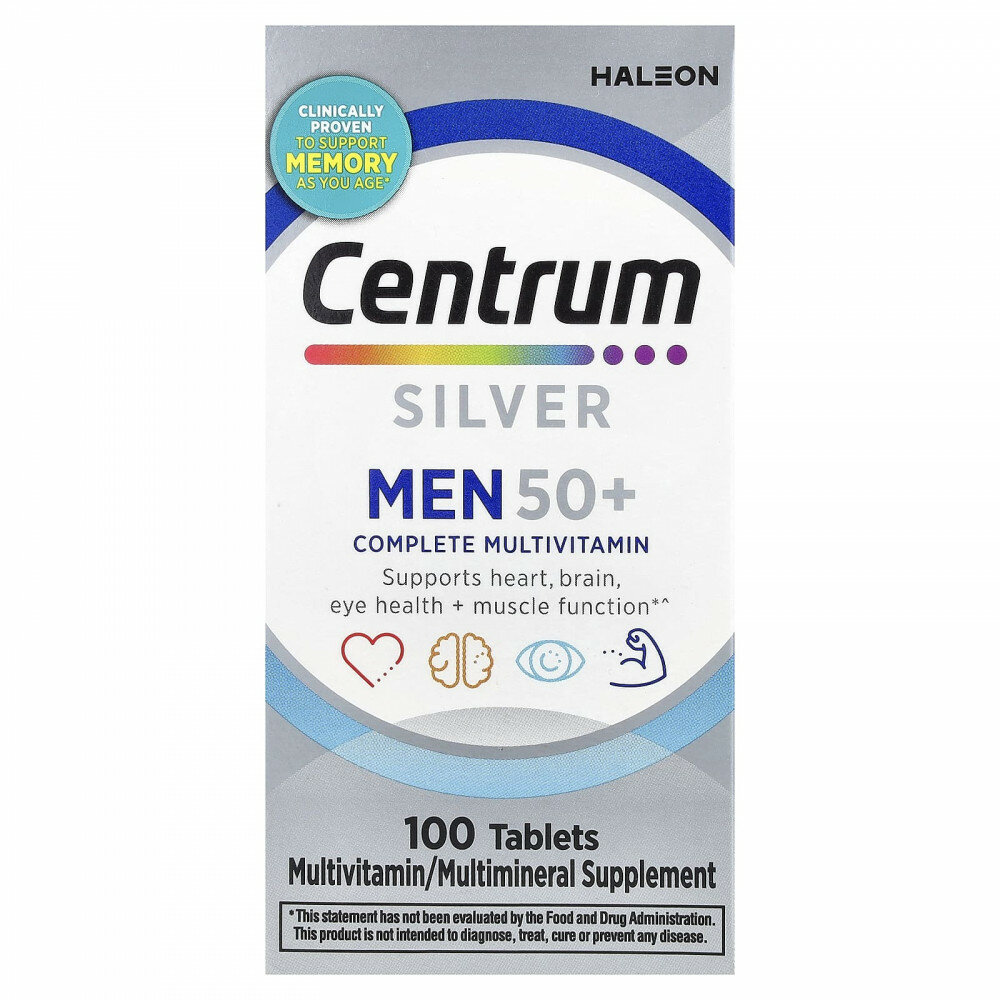 Centrum, Silver Men 50+, комплекс мультивитаминов для мужчин старше 50 лет, 100 таблеток
