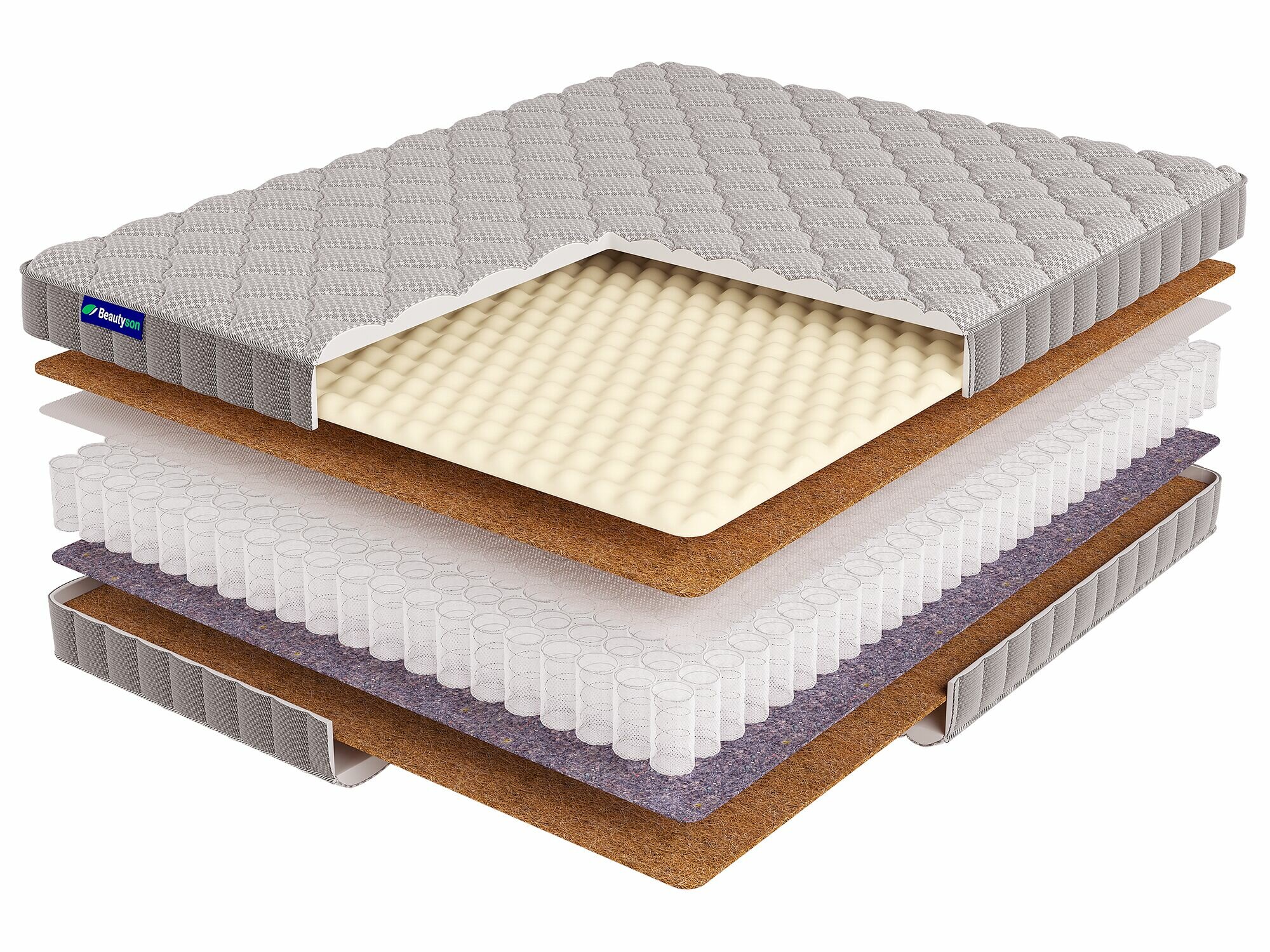 Матрас Beautyson Roll Spring Cocos Light S600 90х195 высота 19 см анатомический средней жесткости кокосовый Независимые