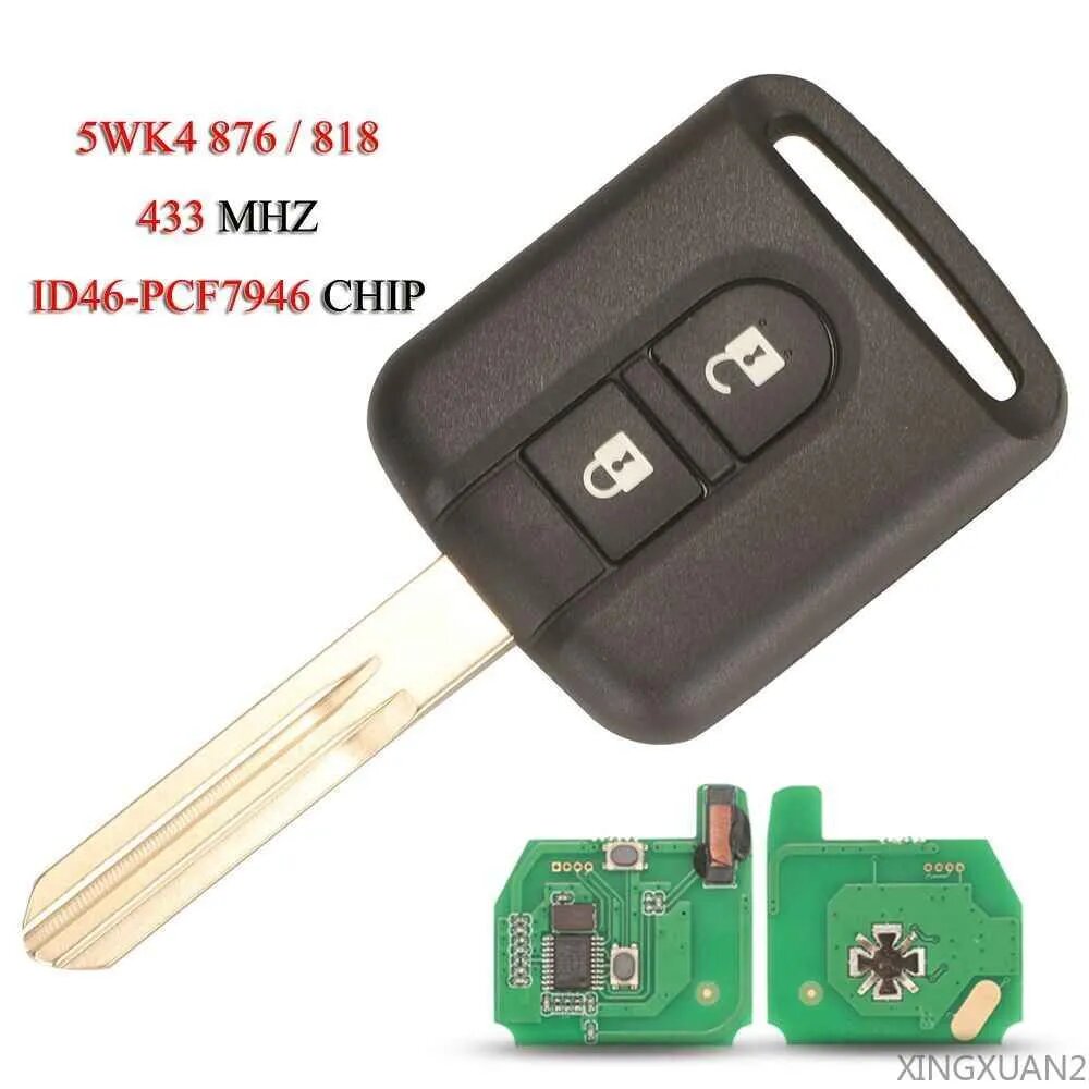 Jingyuqin 2 BTN умный телефон 5WK4876/818 433 МГц ID46 чип для Nissan Elgrand дистанционный ключ-брелок от машины Qashqai Navara Micra Note NV200