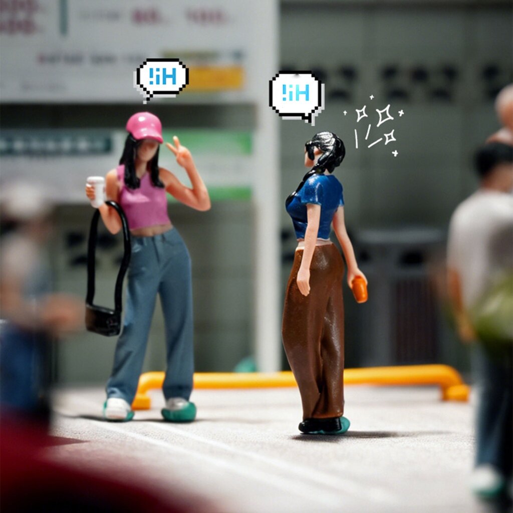 Миниатюрная фигурка девушки с кофе, 1:64