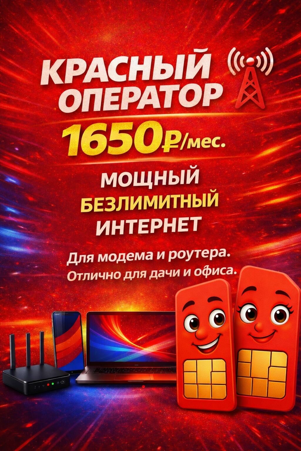 Симкарта Экомобайл для 4G модема роутера безлимитный тариф 1000 ГБ