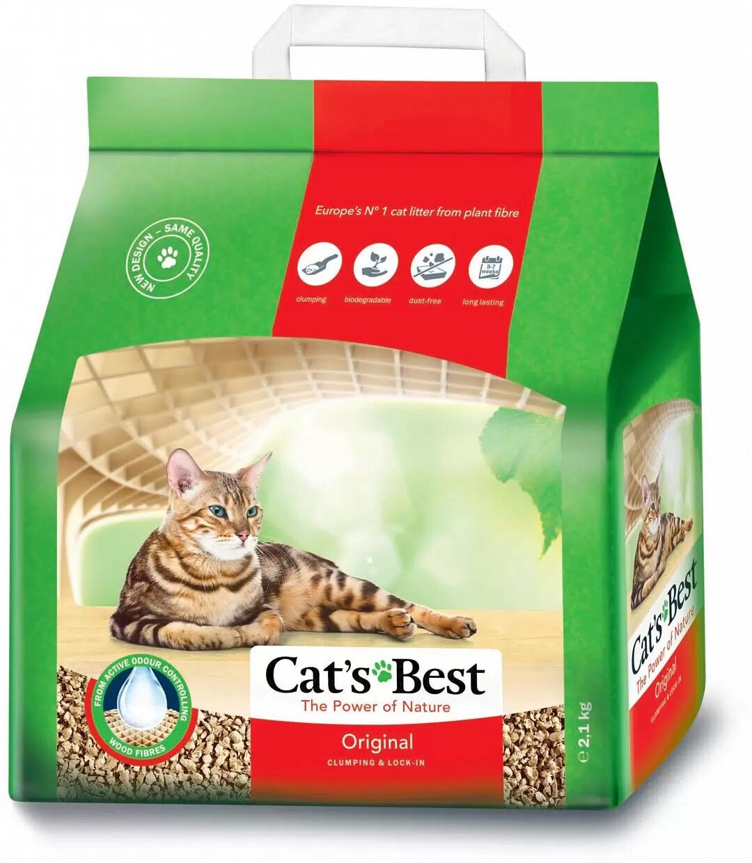 Наполнитель древесный комкующийся Cat's Best Original 2,1 кг / 5 л