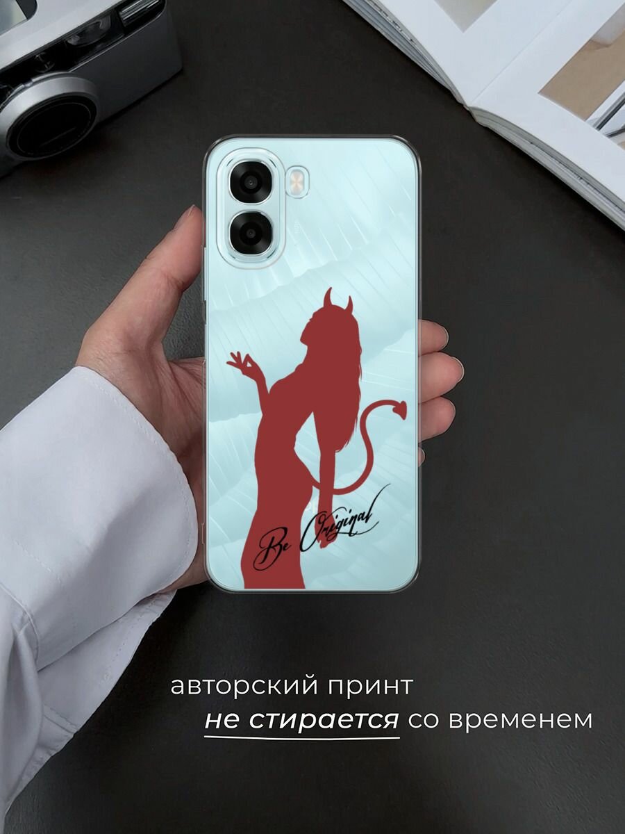 Чехол на Oppo A6x / Оппо A6x с принтом Devil girl 2, прозрачный — фото 1
