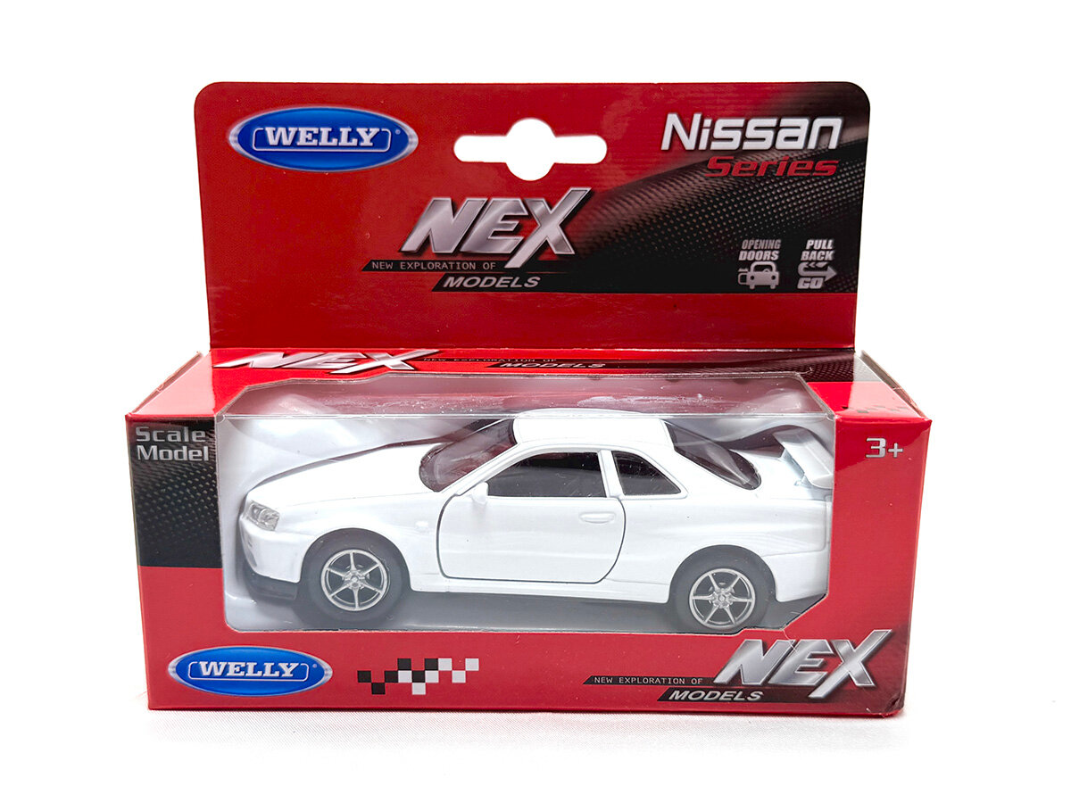 Машинка Welly Nissan Skyline GT-R R34, белый, 1:38, арт.43798W-W