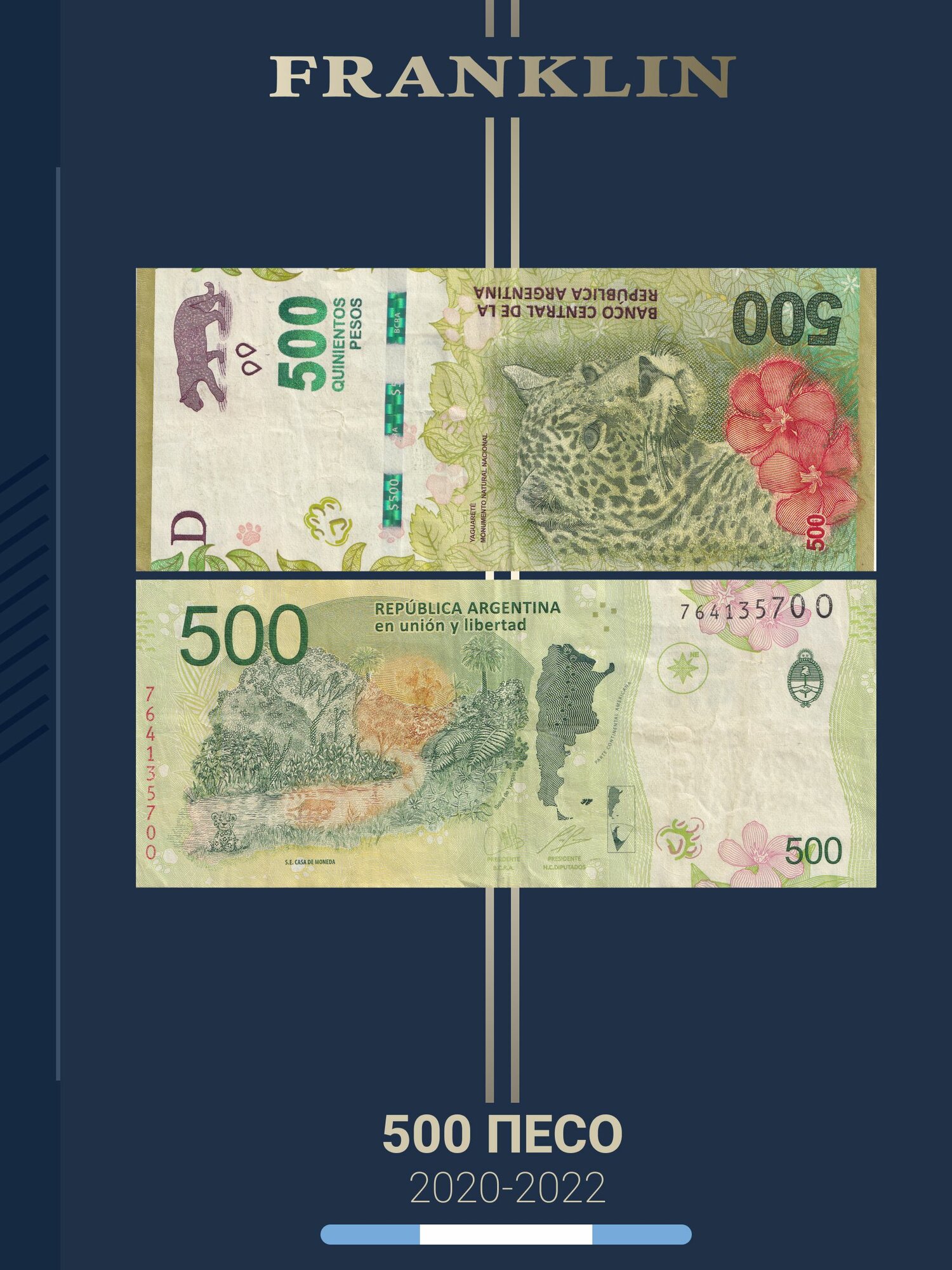 Банкнота Аргентина 500 песо 2020-2022 год (F) Pick 365